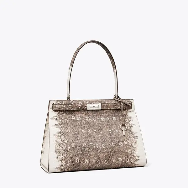 Tory Burch Classic Lee Radziwill Lizard-embossed Top Handle Bag