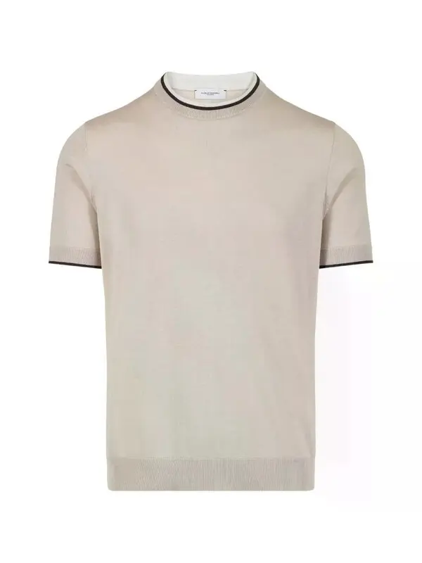 PAOLO PECORA Contrast-trim Short-sleeve Sweater - Neutrals