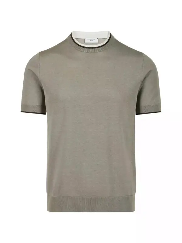 PAOLO PECORA Contrast Trim Short-sleeve Sweater - Green