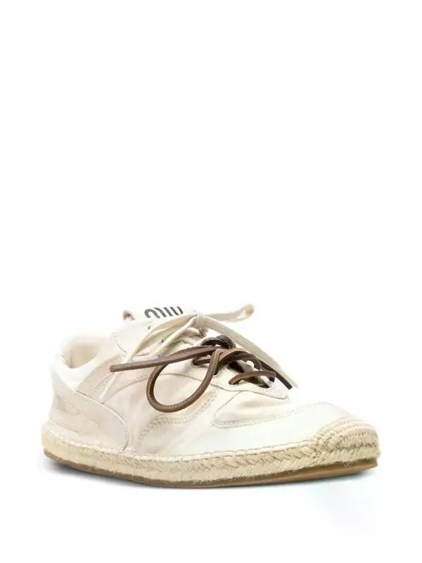 Miu Miu Ecru Panelled Sneakers