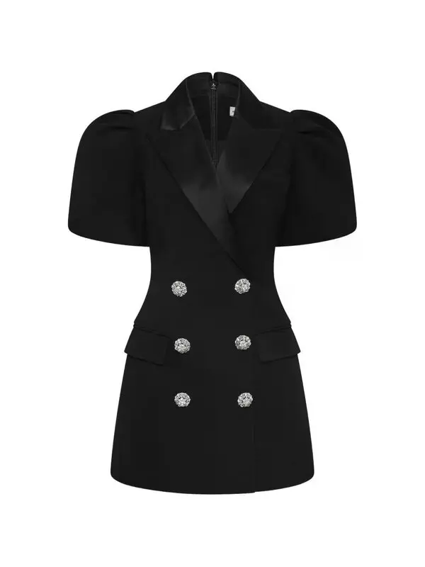 Rebecca Vallance Crystal-embellished Puff-sleeve Mini Dress - Black