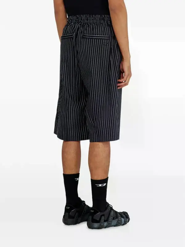 DIESEL® Pinstriped Shorts With Phoenix Embroidery