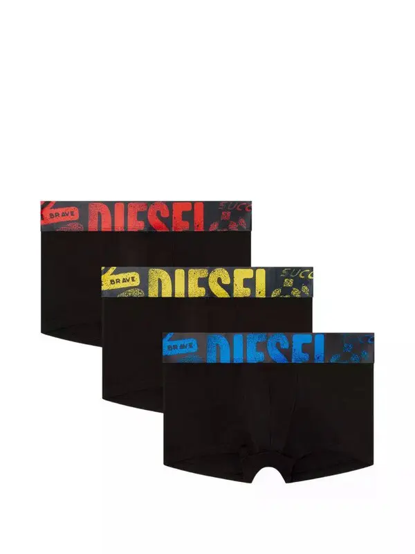 DIESEL® Logo-waistband Cotton Boxers - Black