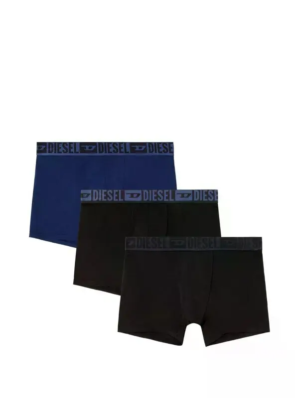 DIESEL® Logo-waistband Cotton Boxers - Black