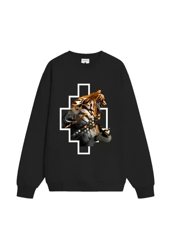 COUNTY OF MILAN Tiger Print Long Sleeve Sweatshirt