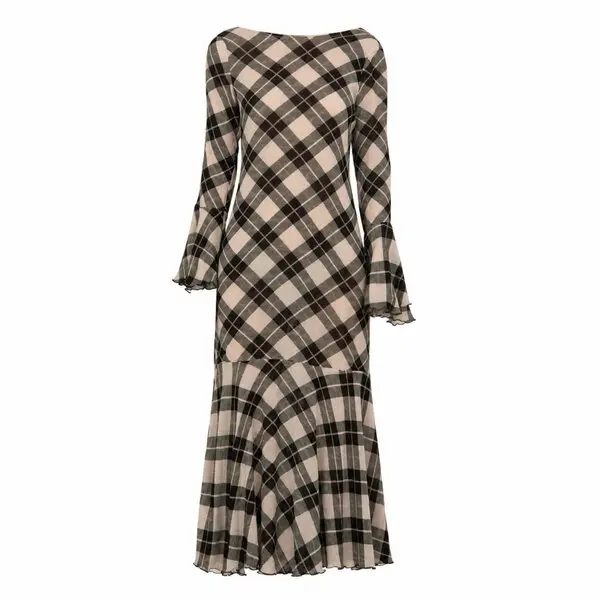Carmen Says Geometric Print Midi Dress With Flared Cuffs