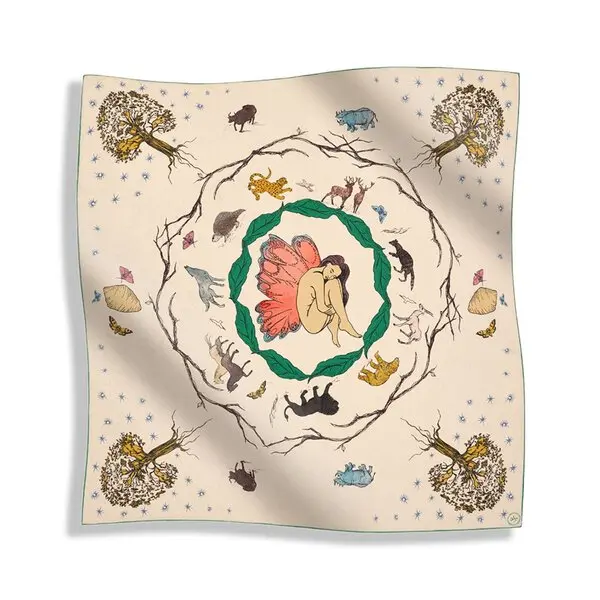 SELIN KUCUKSOZ In Nature's Embrace Silk Neckerchief - Blue