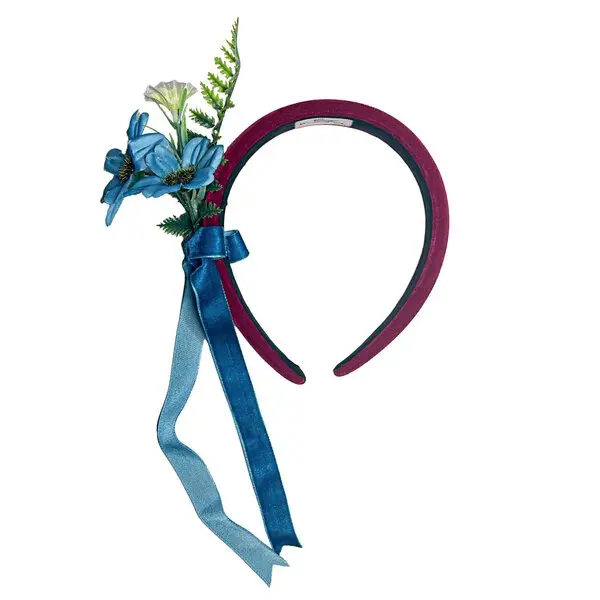 Natalia Petruch Celestia Velvet Flower Headband - Blue/red