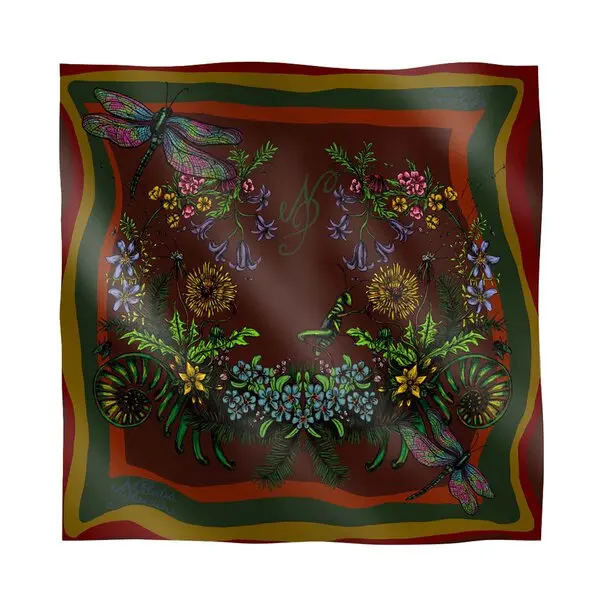 Natalia Petruch Mountain Flowers Silk Scarf - Brown