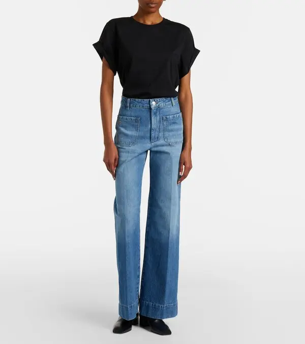 Victoria Beckham Alina Faded Wide-leg Jeans