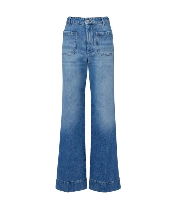 Victoria Beckham Alina Faded Wide-leg Jeans - Blue