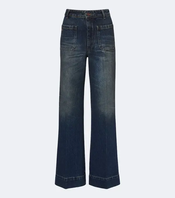Victoria Beckham Alina Faded Wide-leg Jeans - Blue