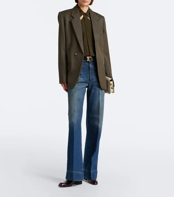 Victoria Beckham Alina Faded Wide-leg Jeans