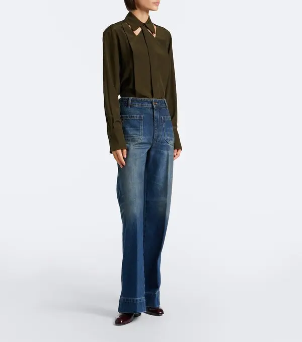 Victoria Beckham Alina Faded Wide-leg Jeans
