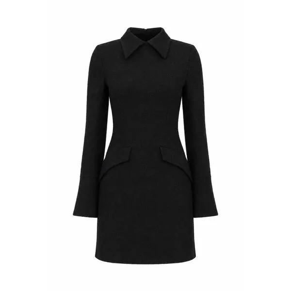 AMAANALUX Amanaalux Collar Boucle Structured Mini Dress