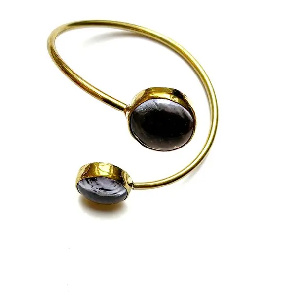 LALA SALAMA Glass And Brass Bangle - Gold