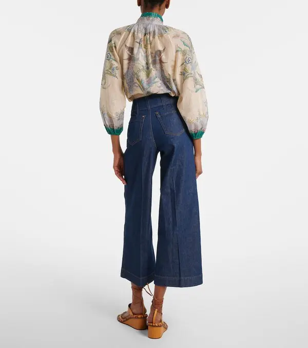 Zimmermann Aster Cropped Flared Jeans - Blue
