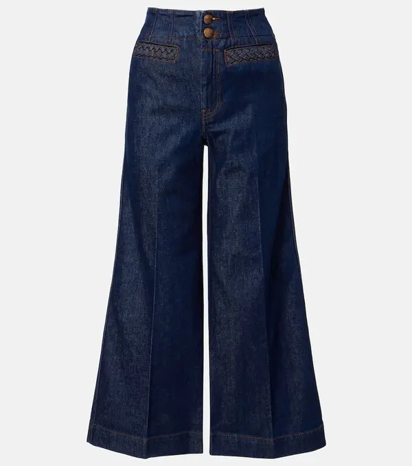 Zimmermann Aster Cropped Flared Jeans - Blue