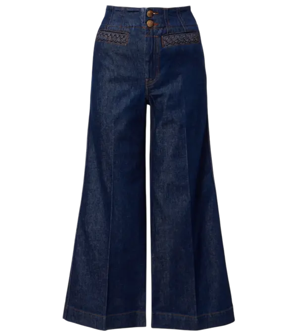 Zimmermann Aster Cropped Flared Jeans - Blue