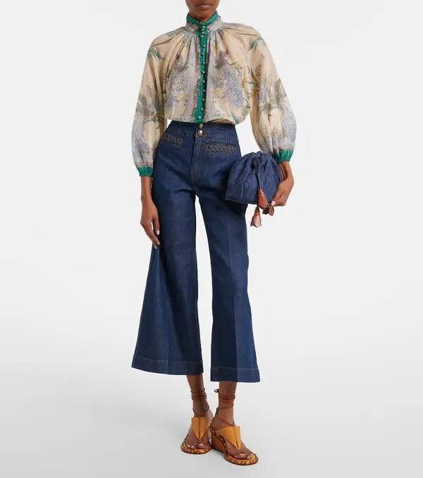Zimmermann Aster Cropped Flared Jeans