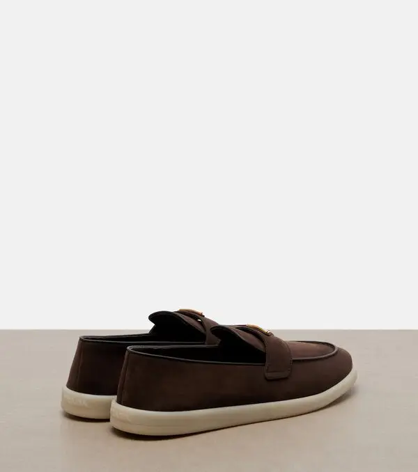 Prada Suede Penny Loafers - Brown