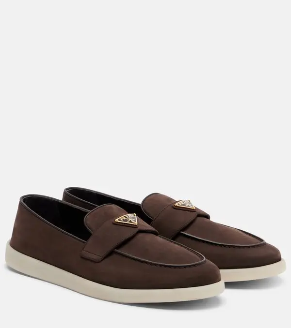 Prada Suede Penny Loafers - Brown