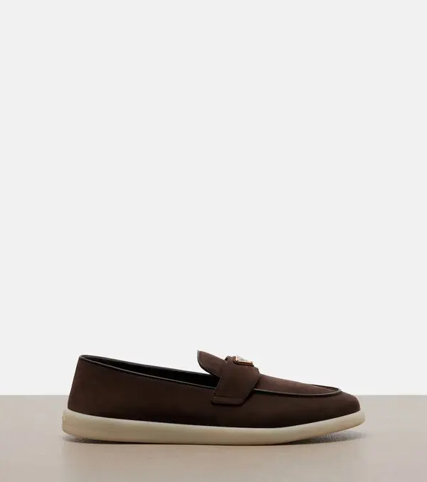 Prada Suede Penny Loafers - Brown
