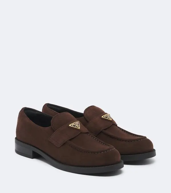 Prada Suede Penny Loafers - Brown