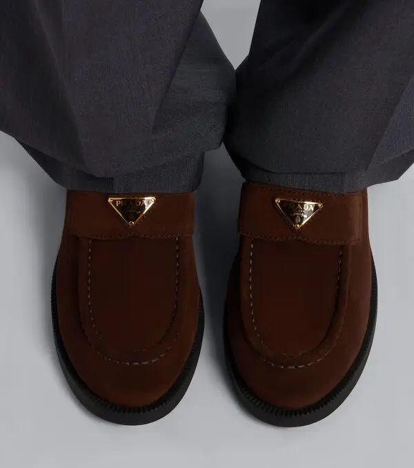 Prada Suede Penny Loafers - Brown