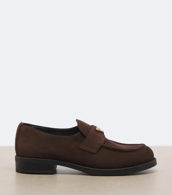 Prada Suede Penny Loafers - Brown