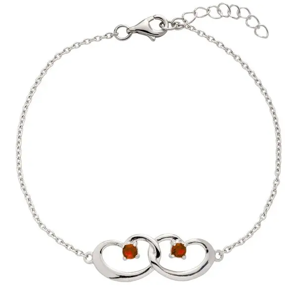 BELINDA JEWELZ Sterling Silver Garnet Interlocked Hearts Bracelet - Red/silver