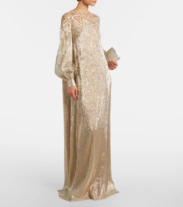 Oscar De La Renta Embellished Silk-blend Gown