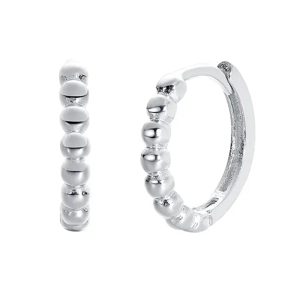 HARFI Sterling Beaded Huggie Hoop Earrings - Silver