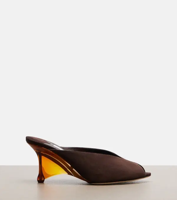 JIMMY CHOO Suede Peep-toe Wedge Mules