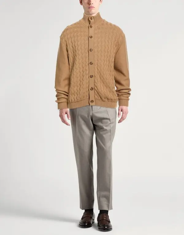 DANIELE FIESOLI Virgin Wool Cardigan - Camel