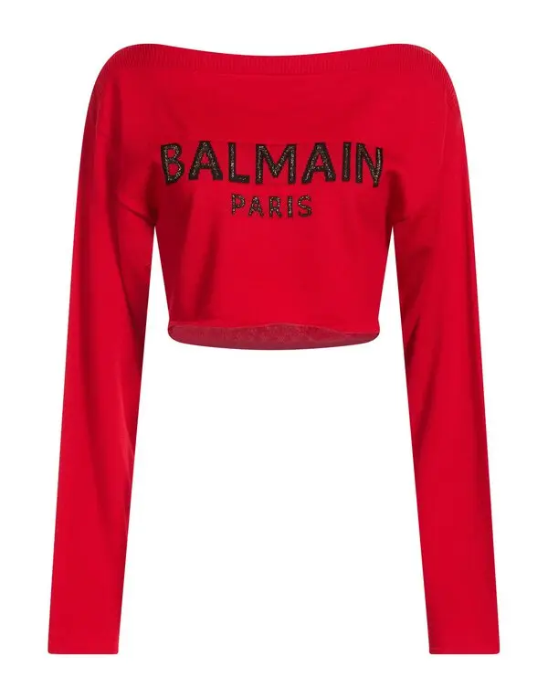 Balmain Cropped Virgin Wool & Viscose Sweater