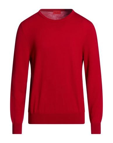 Isaia Light Wool Crewneck Sweater With Embroidered Logo - Red