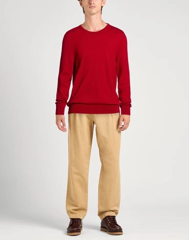 Isaia Light Wool Crewneck Sweater With Embroidered Logo - Red