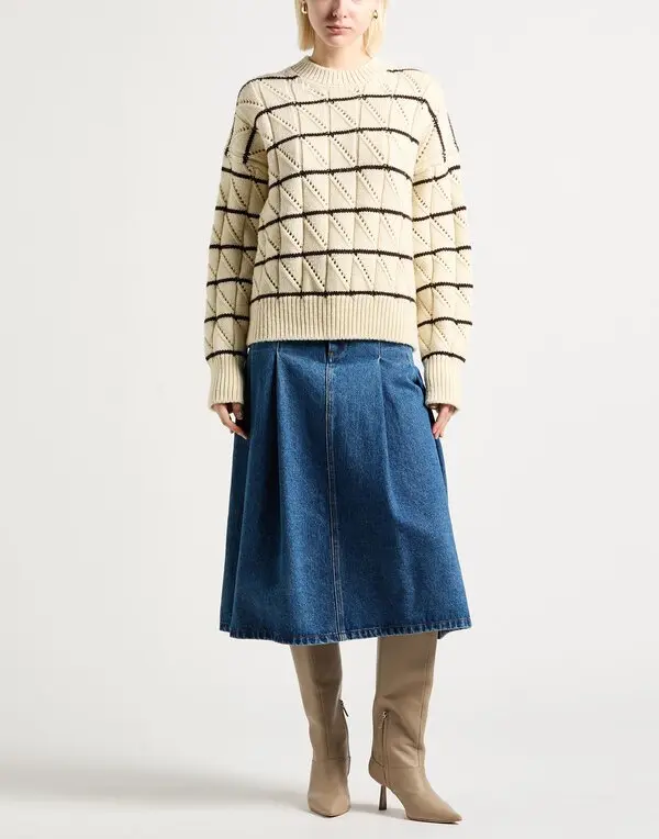 ALYSI Wool Two-tone Crewneck Sweater