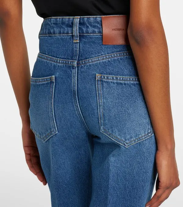 Victoria Beckham Julia Straight Jeans In Mid Wash
