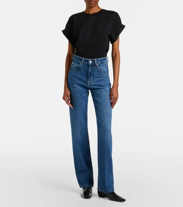 Victoria Beckham Julia Straight Jeans In Mid Wash