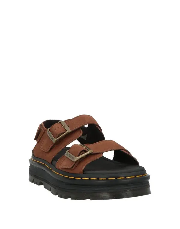 Dr. Martens Zebzag Tumbled Nubuck Leather Sandals With Buckle Fastening - Brown