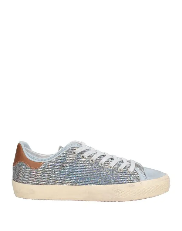 HIDNANDER Low-top Sneakers In Distressed Suede And Glittered Mesh
