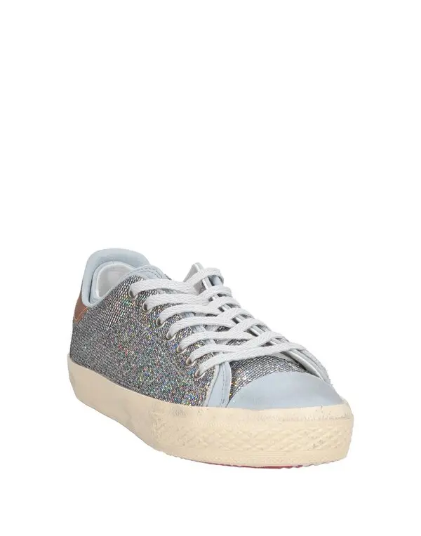 HIDNANDER Low-top Sneakers In Distressed Suede And Glittered Mesh
