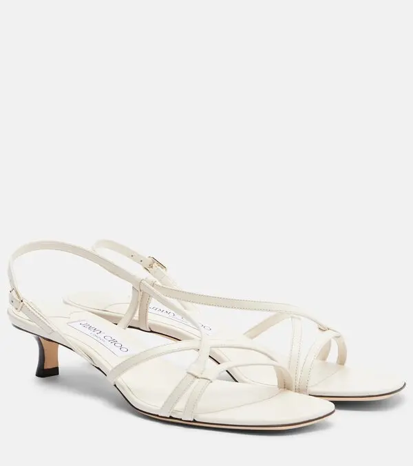 JIMMY CHOO Farris Leather Slingback Sandals - White