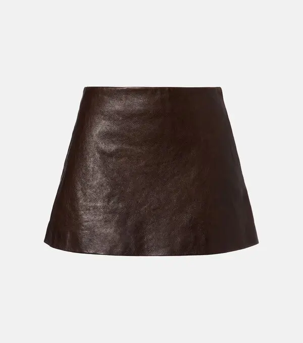 Balenciaga Leather Miniskirt - Brown