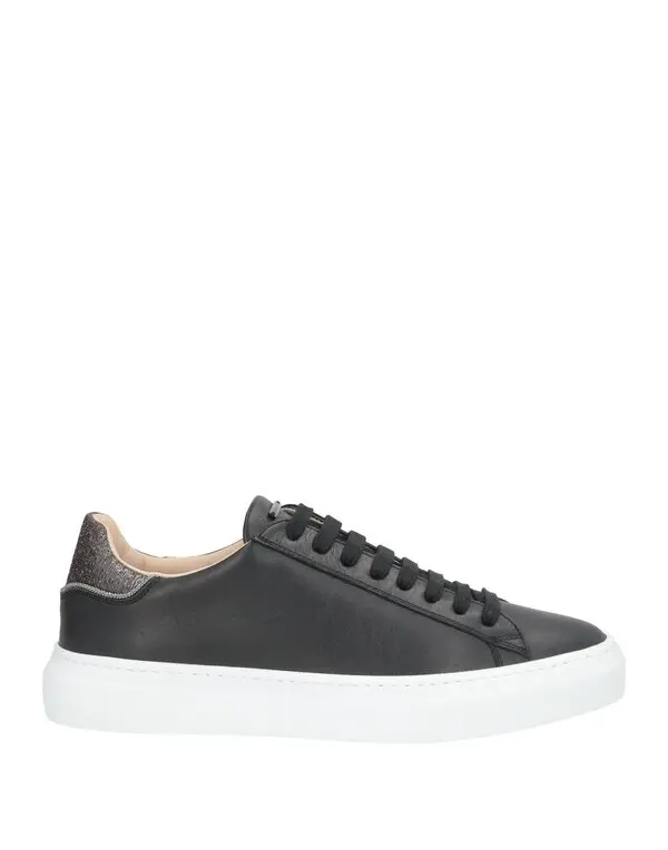 Fabiana Filippi Leather Low-top Sneakers With Metallic Accents - Black