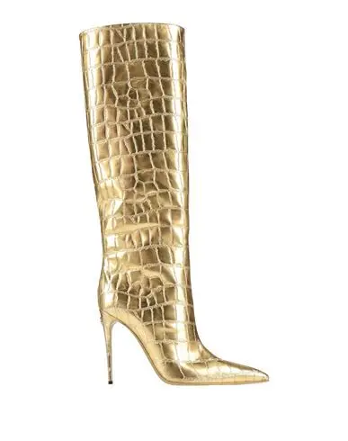 Dolce & Gabbana Metallic Crocodile-effect Leather Boots - Gold