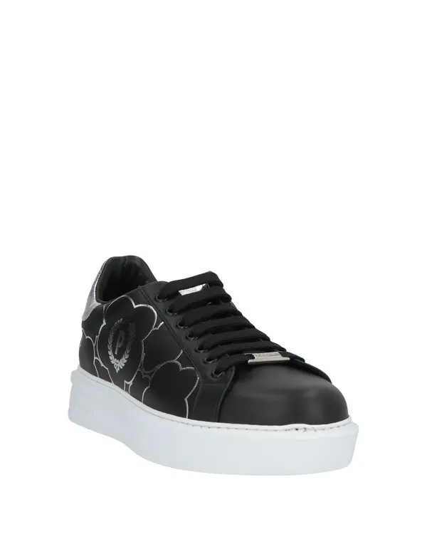 POLLINI Leather Low Top Sneakers With Metallic Accents