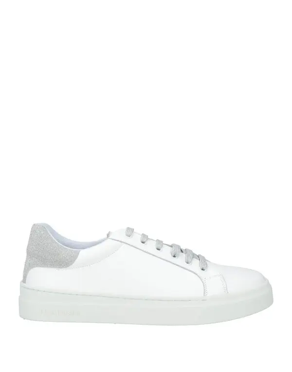 BALDININI Leather Sneakers With Glitter Accents - White